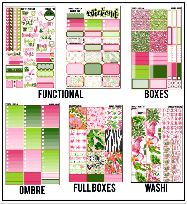 Summer Planner Sticker Kit for Use With Erin Condren Life - Etsy