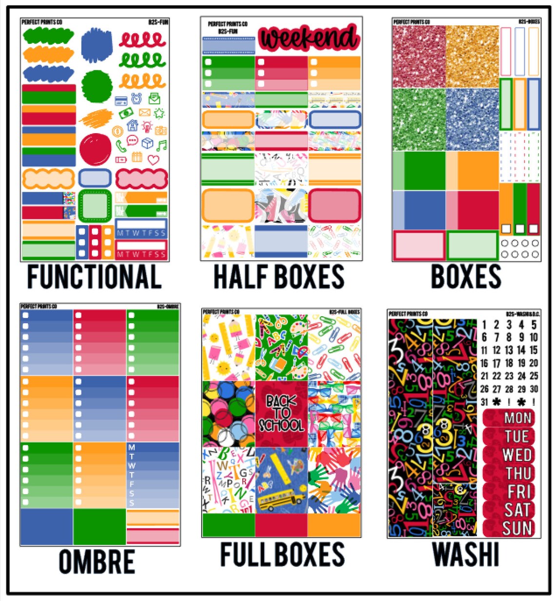 Back to School Planner Sticker Kit for Use With Erin Condren - Etsy