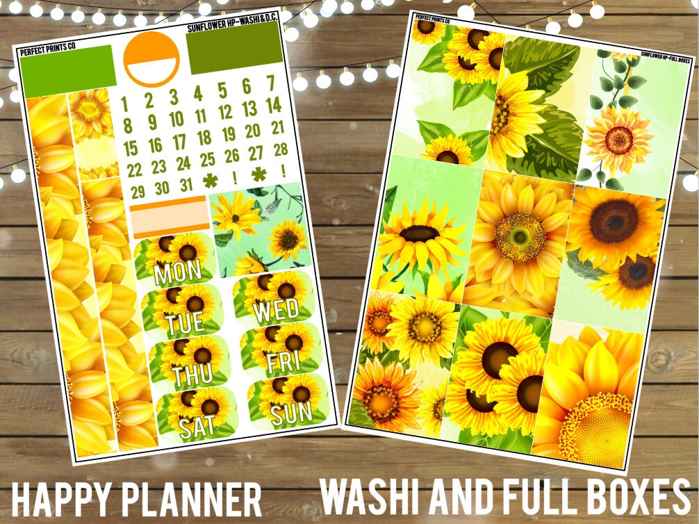Sunflower Planner Sticker Kit For use with Erin Condren Life | Etsy