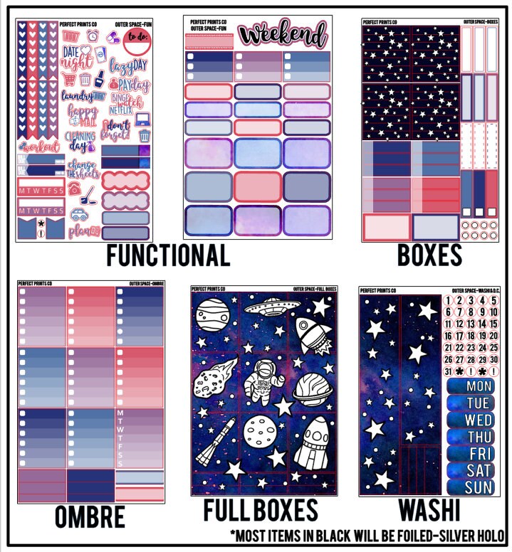 FOIL Outer Space Planner Sticker Kit for Use With Erin - Etsy