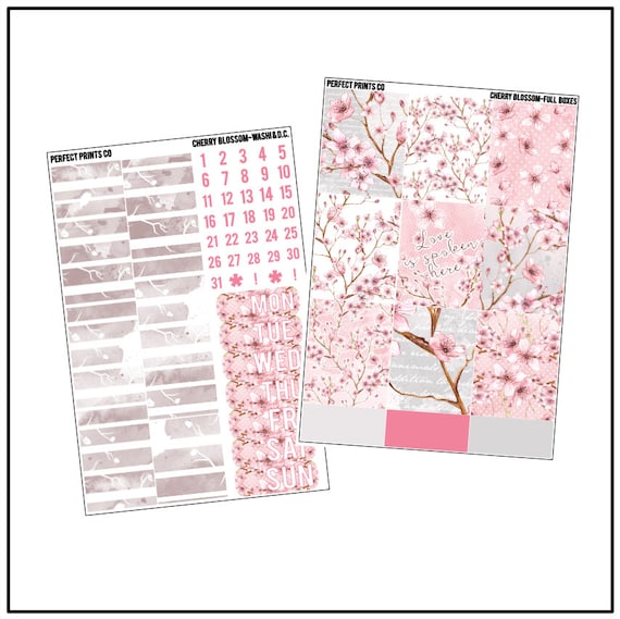 Cherry Blossom Planner Sticker Kit For use with Erin Condren | Etsy