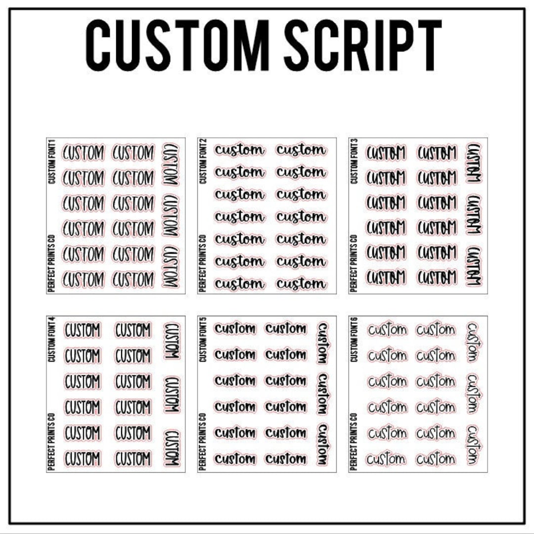 Custom Script Stickers for Use in Planner - Etsy
