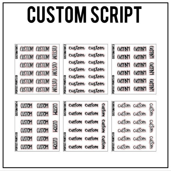 Custom Script Stickers for Use in Planner - Etsy