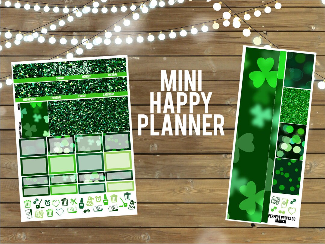 March Sparkle Monthly View Kit for Use in MINI Happy Planner - Etsy