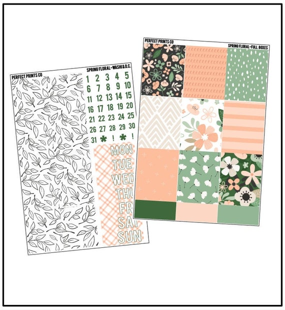 Spring Floral Planner Sticker Kit for Use With Erin Condren | Etsy