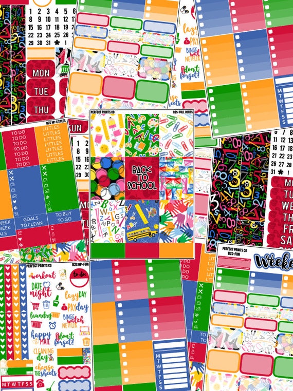 Back to School Planner Sticker Kit For use with Erin Condren | Etsy