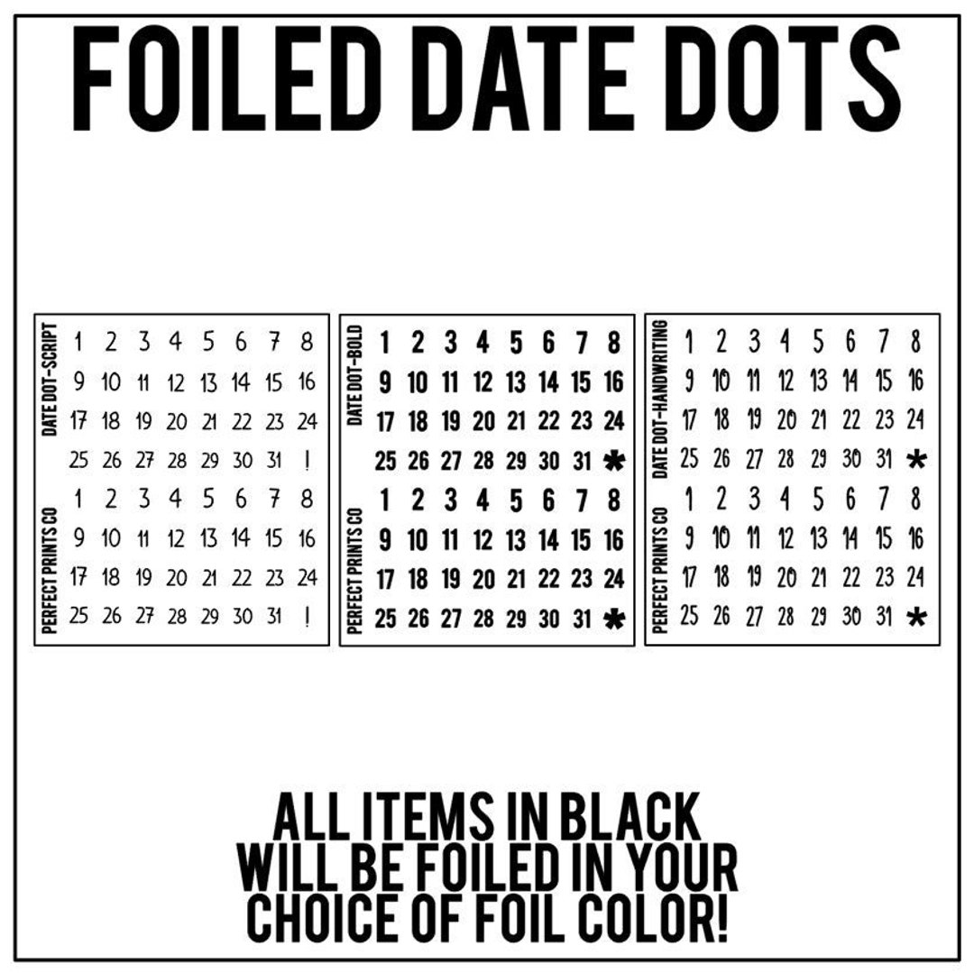 Foiled Date Dots Planner Stickers, for Use With Erin Condren Life ...