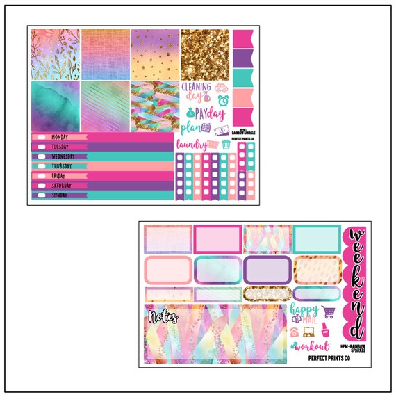 Rainbow Sparkle Sticker Kit for the Mini Happy Planner - Etsy