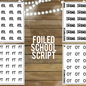 Foiled Script School Stickers for Use in Planner - Etsy
