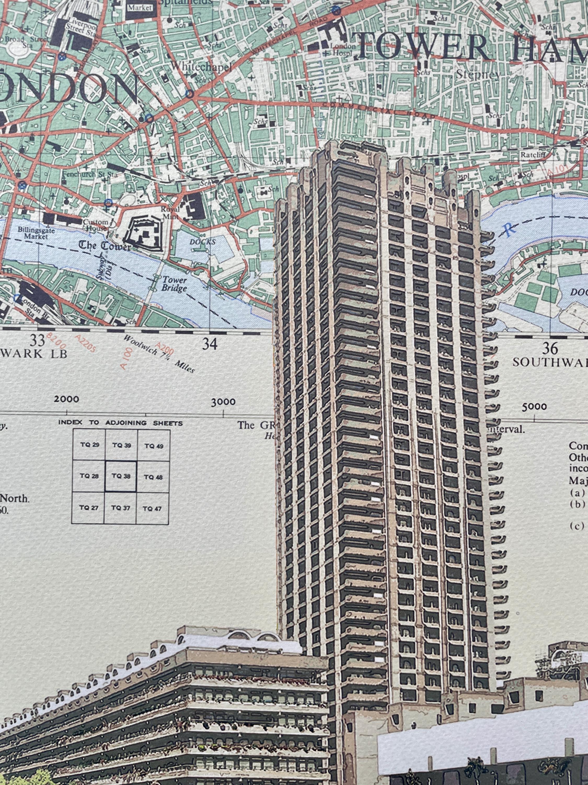 The Barbican, London on OS Map- Signed Print - by Chris Snow. - Etsy UK
