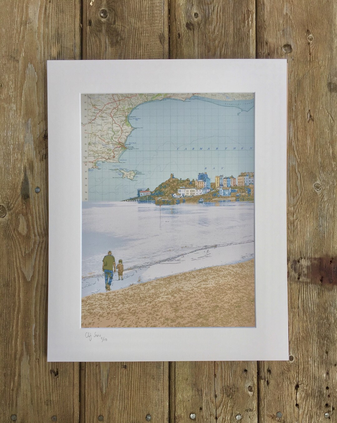 Tenby, Pembrokeshire. Art Print. Limited Edition. Ordnance Survey Map ...