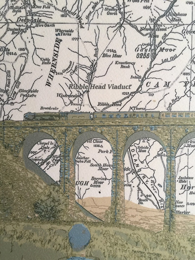 Ribblehead Viaduct/ Settle to Carlisle Print on OS Ordnance Survey Map ...