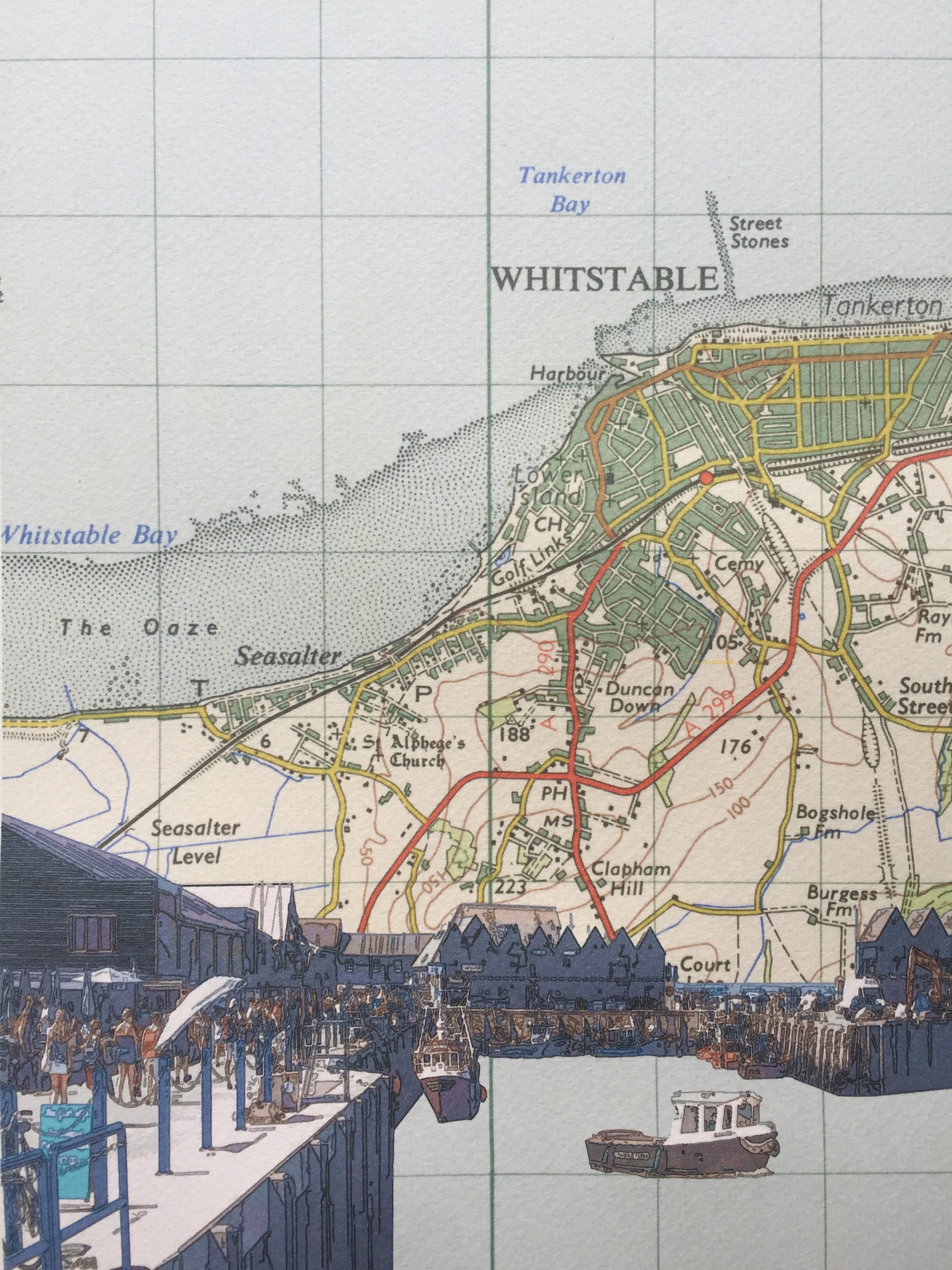 Whitstable Kent on OS Ordnance Survey Map. Limited Edition - Etsy