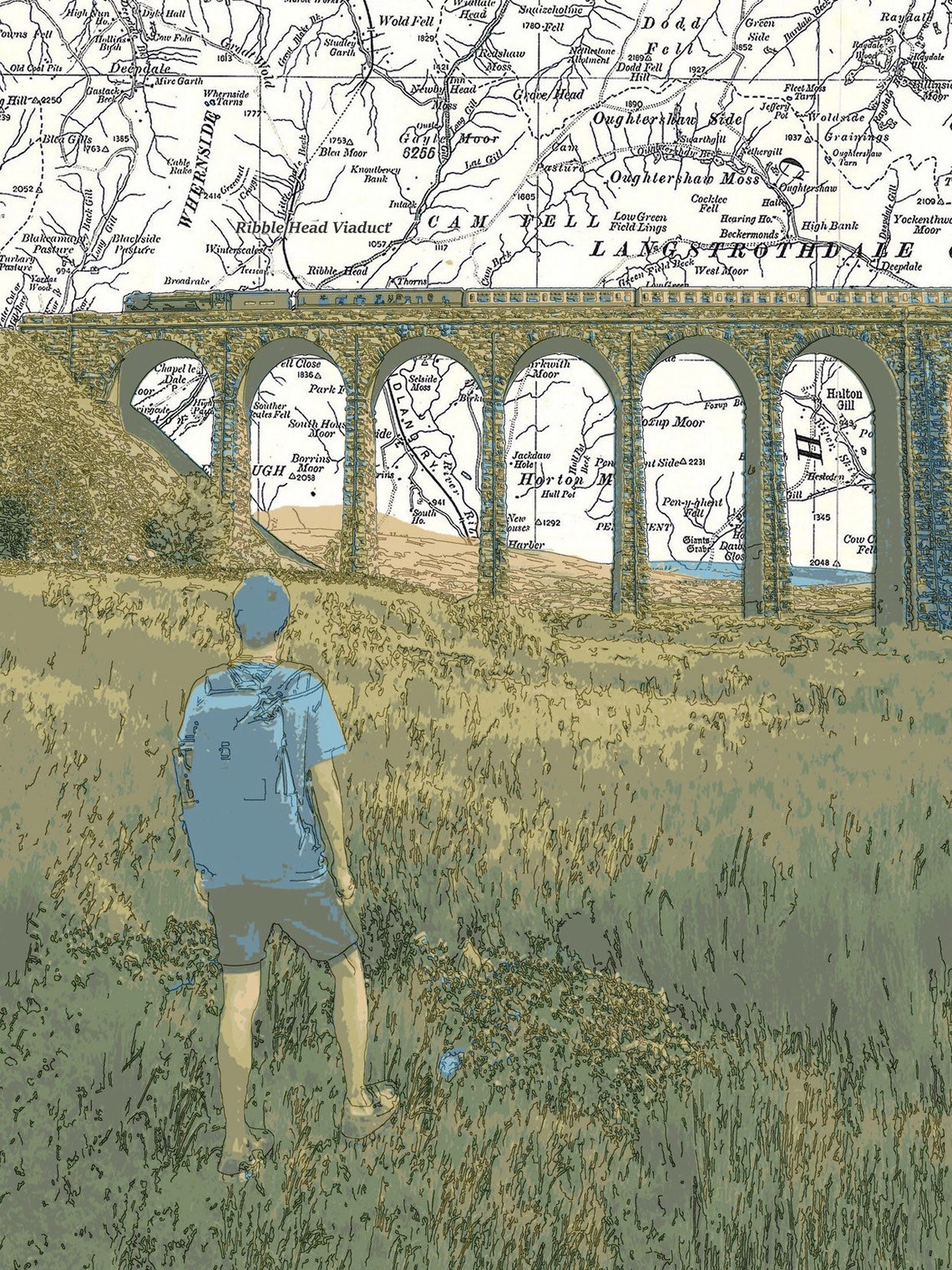 Ribblehead Viaduct/ Settle to Carlisle Print on OS Ordnance Survey Map ...