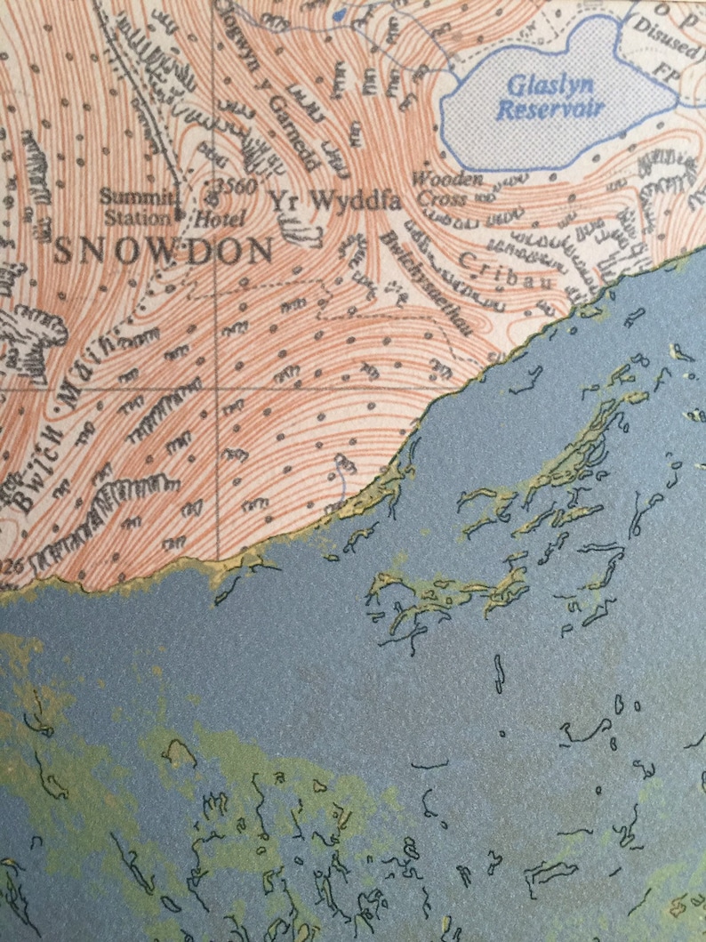 Snowdon on 1920s OS Ordnance Survey Map. Limited Edition Print - Etsy UK