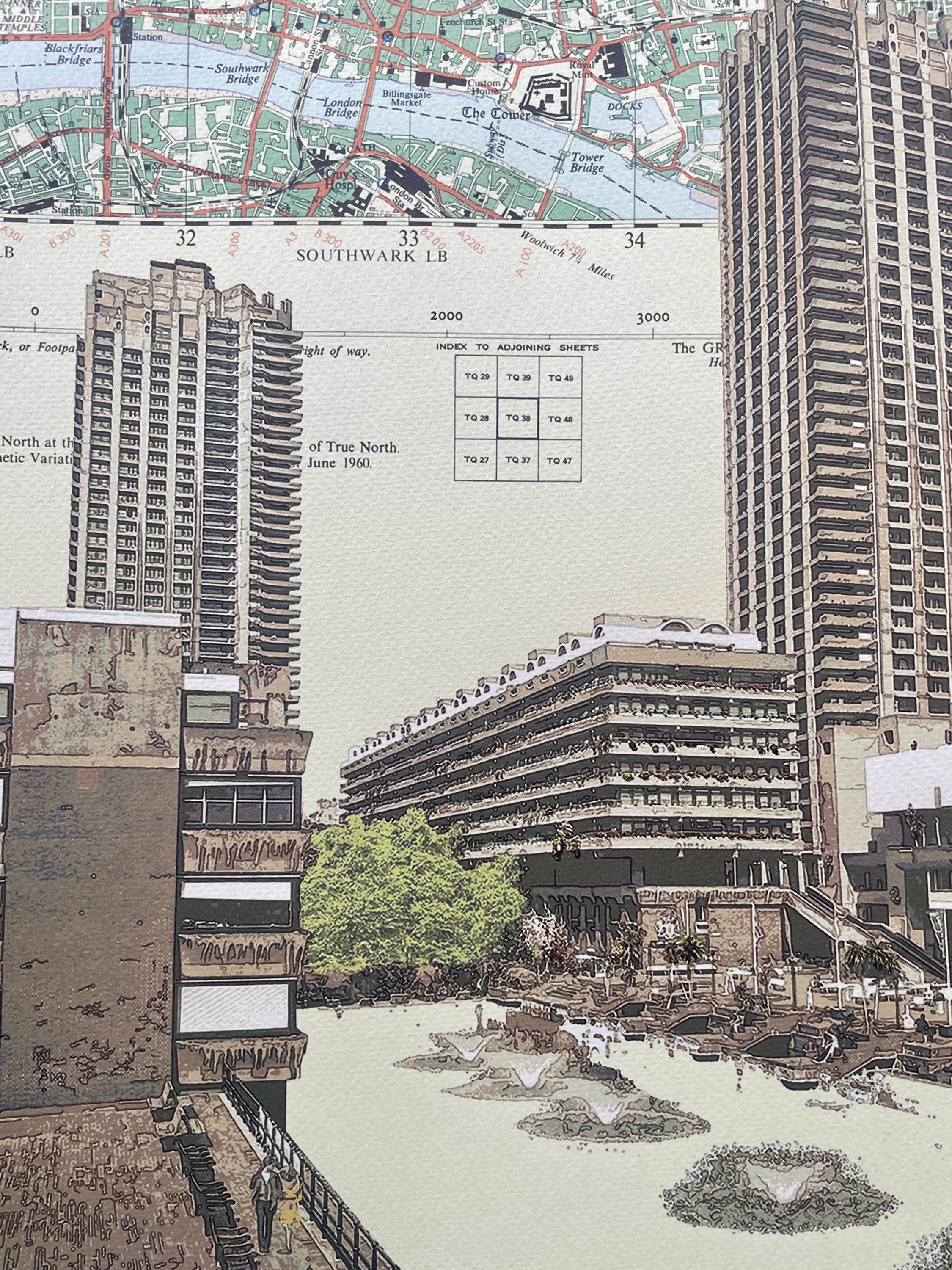 The Barbican, London on OS Map- Signed Print - by Chris Snow. - Etsy UK