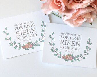 He Is Risen Easter Religious Card Risen Greeting Card | Etsy