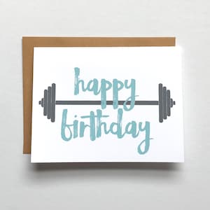 Barbell Birthday Card: Fitness Greeting Card - Etsy