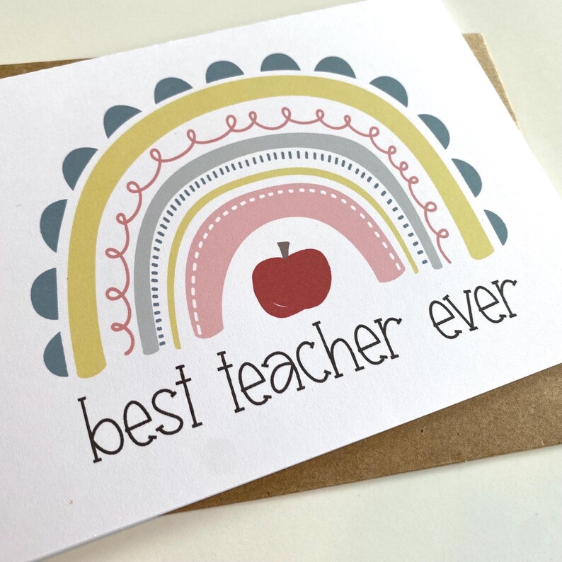 Boho Rainbow Teacher Card: End of Year Thank You - Etsy