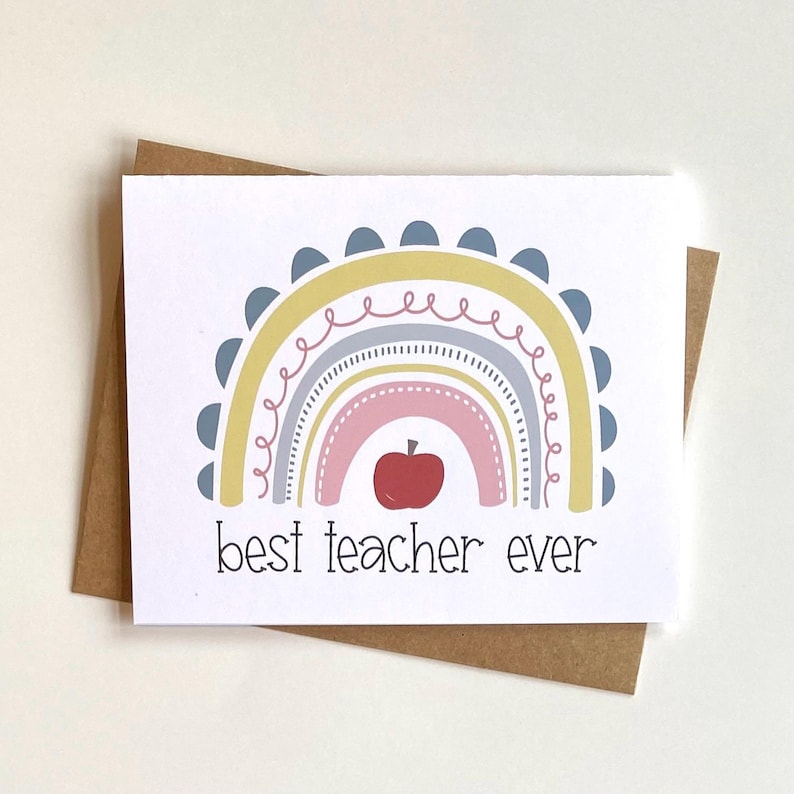 Boho Rainbow Teacher Card: End of Year Thank You - Etsy