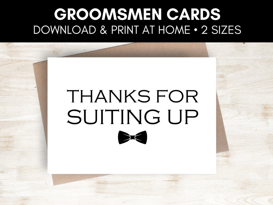 Thanks for Suiting Up, Digital Groomsmen Thank You Cards With Bowtie ...