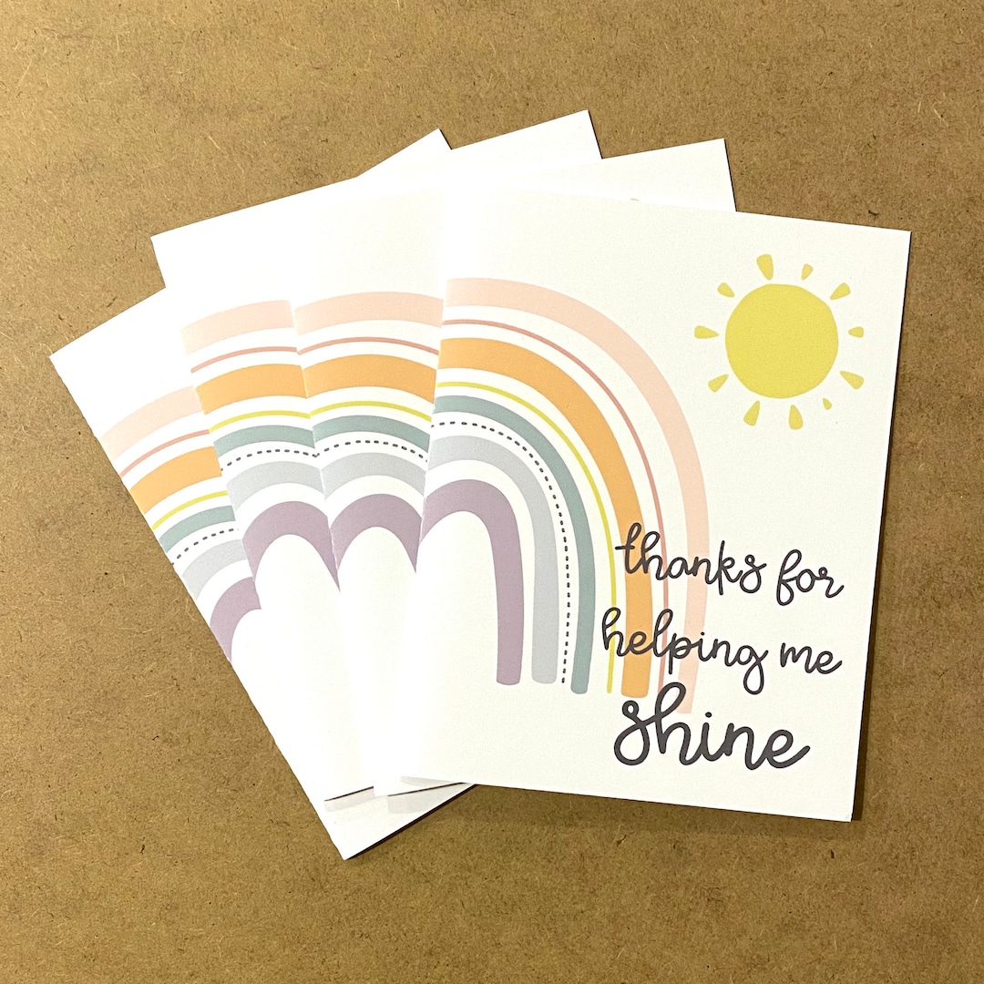 Rainbow Teacher Thank You Card: End of Year Appreciation - Etsy