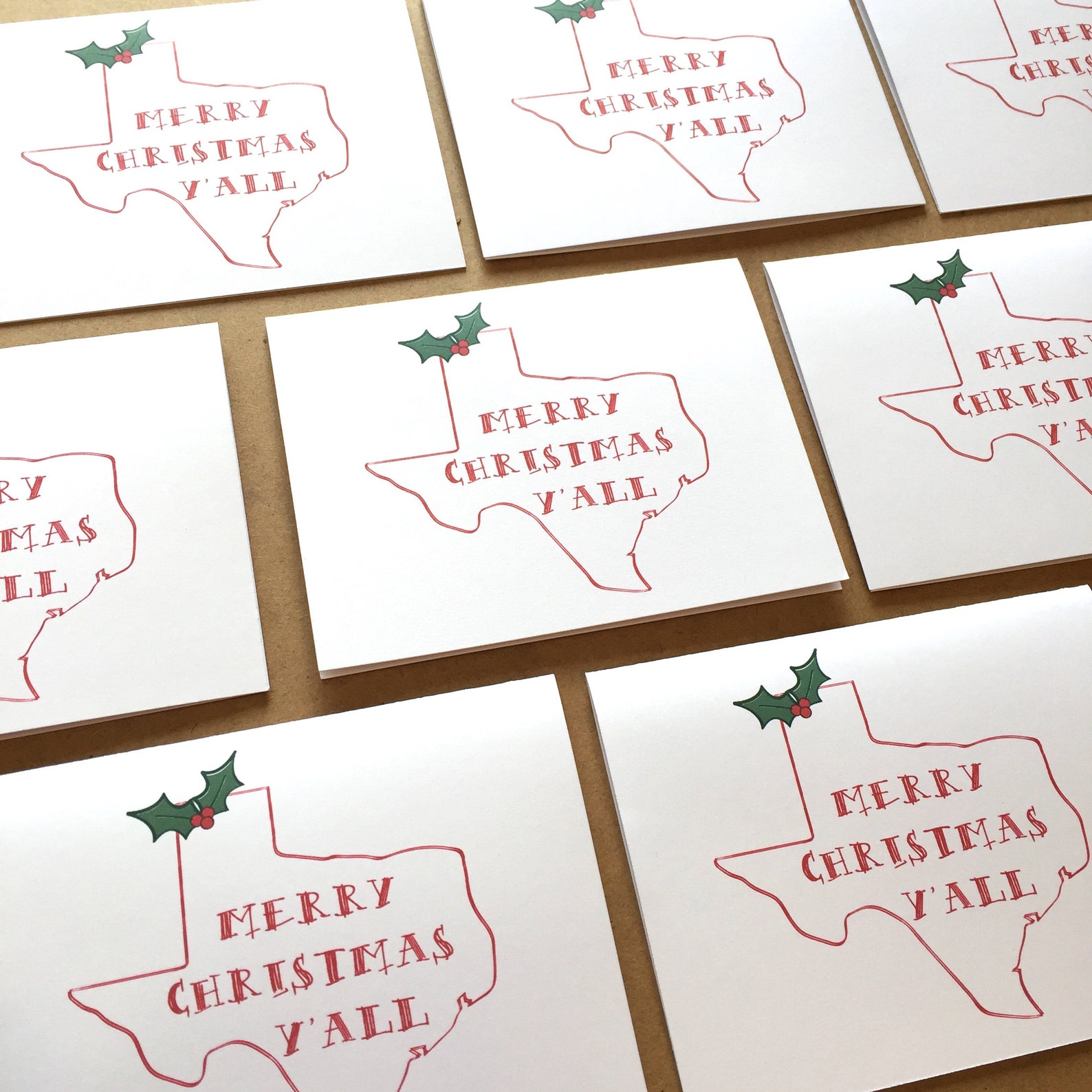 Texas Christmas Card, Merry Christmas Y'all, State Holiday - Etsy