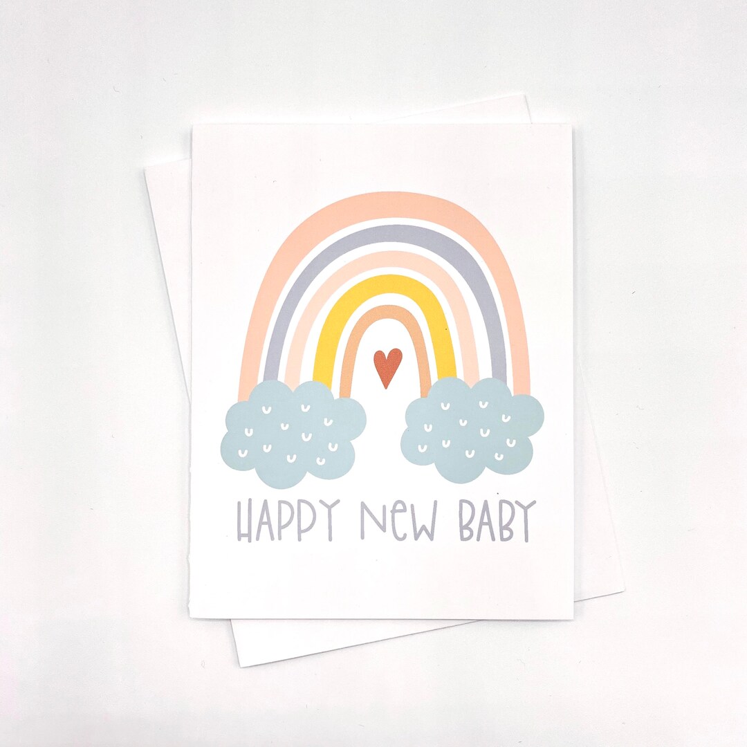 Rainbow New Baby Card, Baby Shower Gift - Etsy