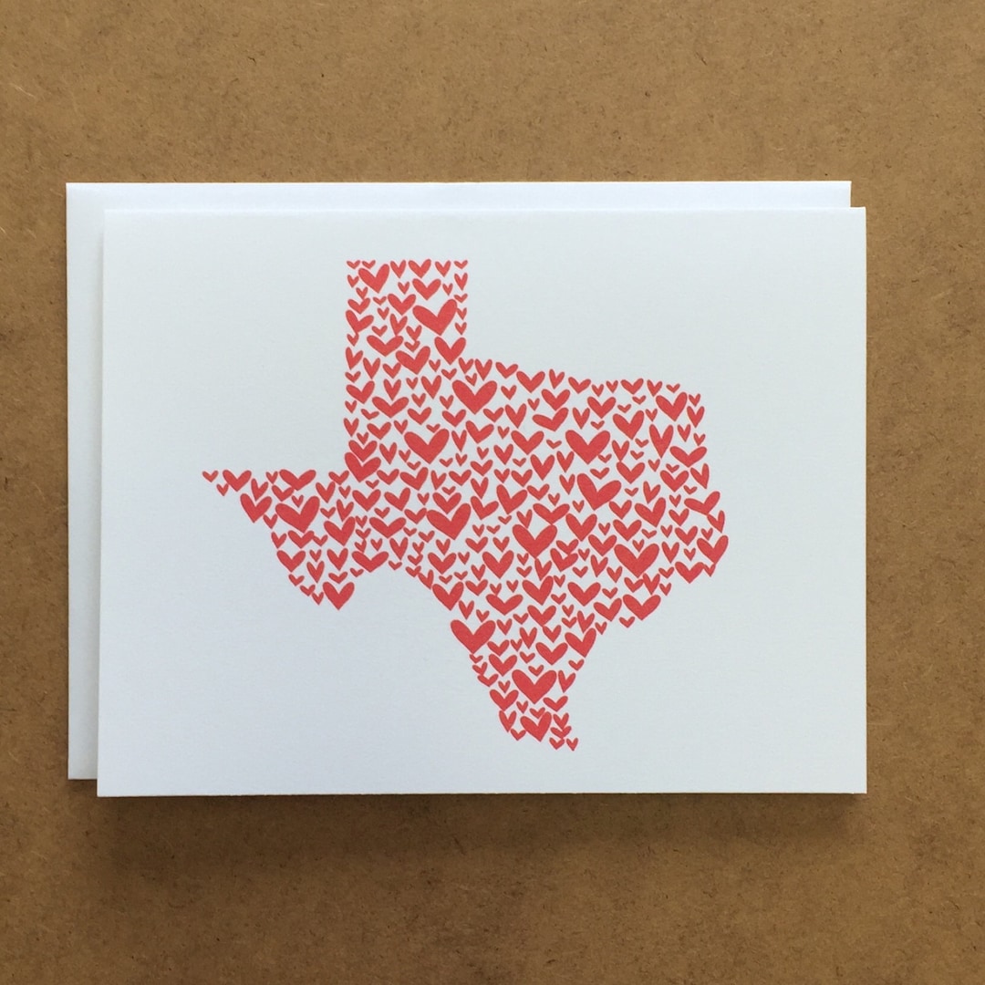 Texas Valentine Texas Card Texas Love Greeting Card Texas Heart Texas ...