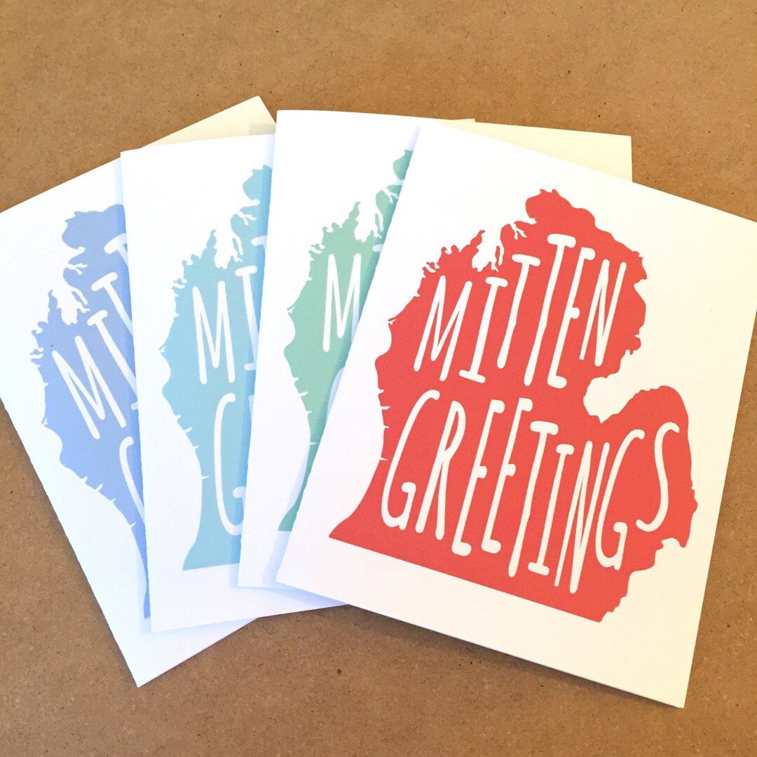 Michigan Mitten Greetings Cards: Made in Michigan - Etsy