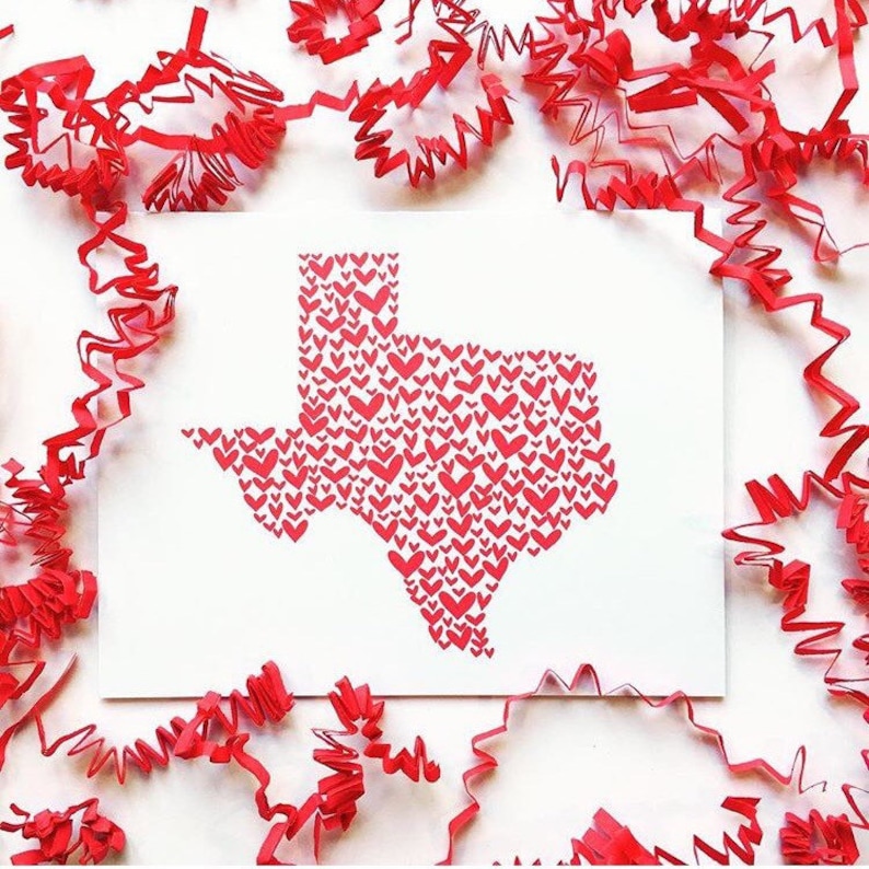 Texas Valentine Texas Card Texas Love Greeting Card - Etsy