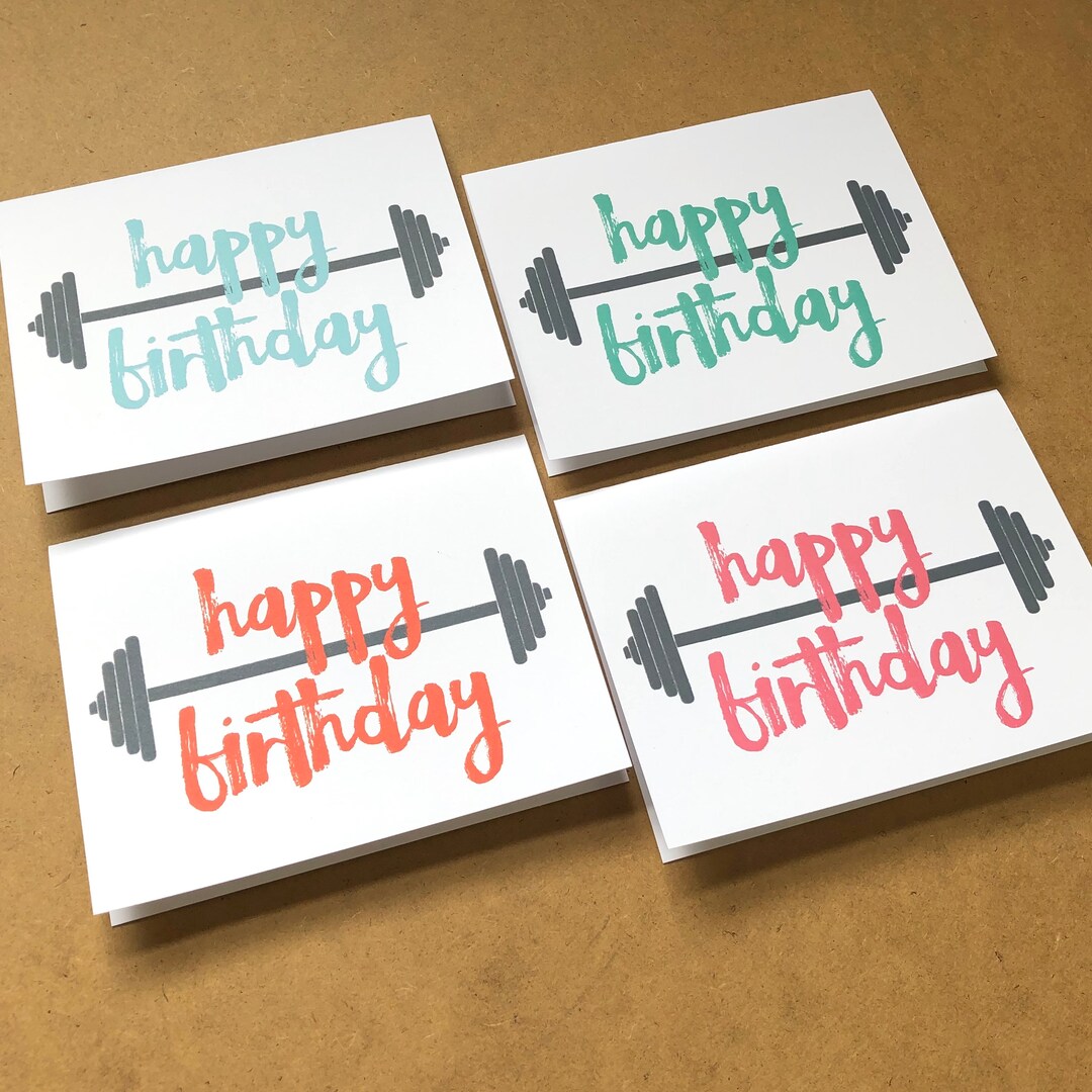 Barbell Birthday Card: Fitness Greeting Card - Etsy