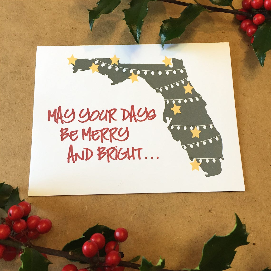 Florida Christmas Florida Love Florida Greeting Card - Etsy
