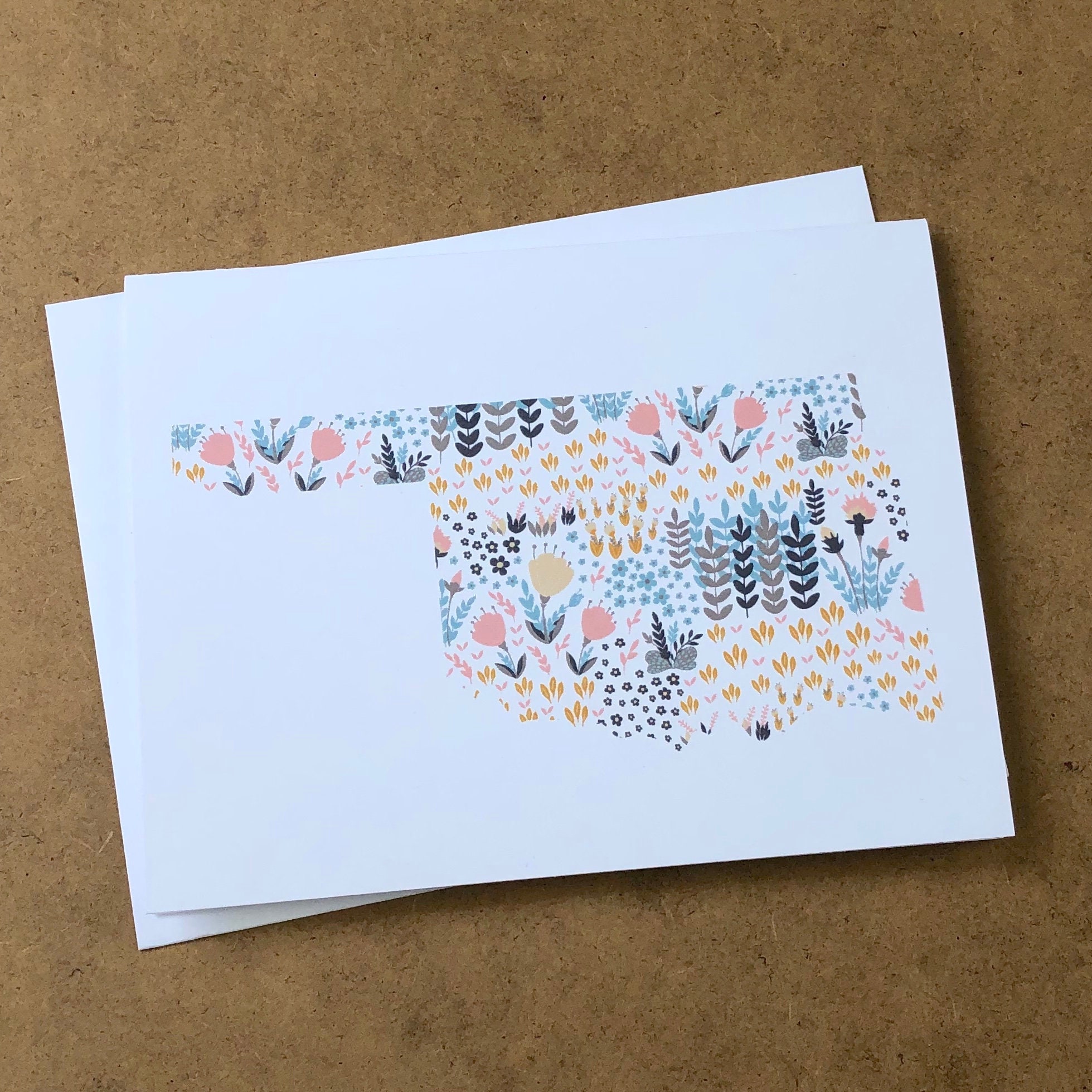 Floral Oklahoma Greeting Cards: State Map Stationery Set - Etsy