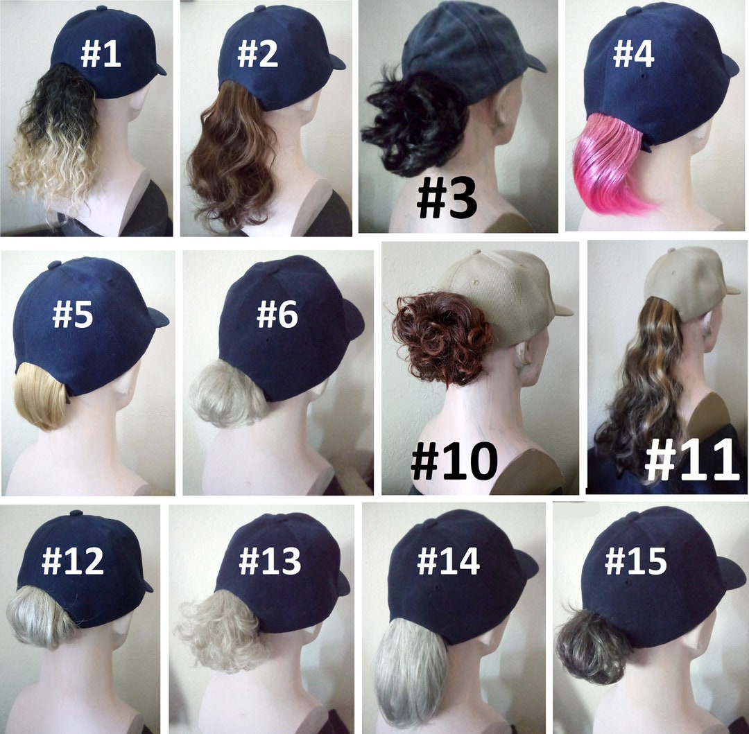 Hats With Hair Attached, Baseball Caps With Ponytails - Etsy