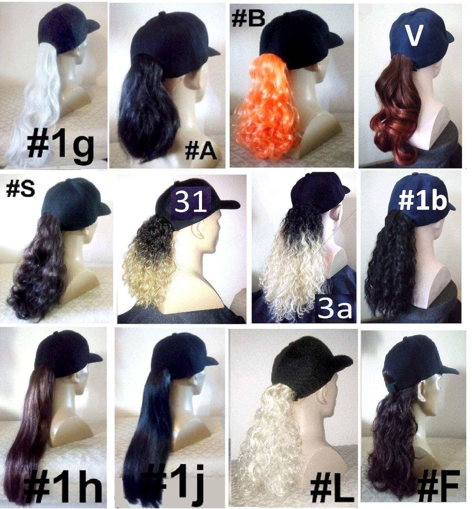 Hats With Hair Attached, Baseball Caps With Ponytails - Etsy