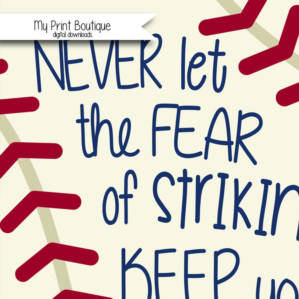 Never Let the Fear of Striking Out Keep You From Playing the | Etsy
