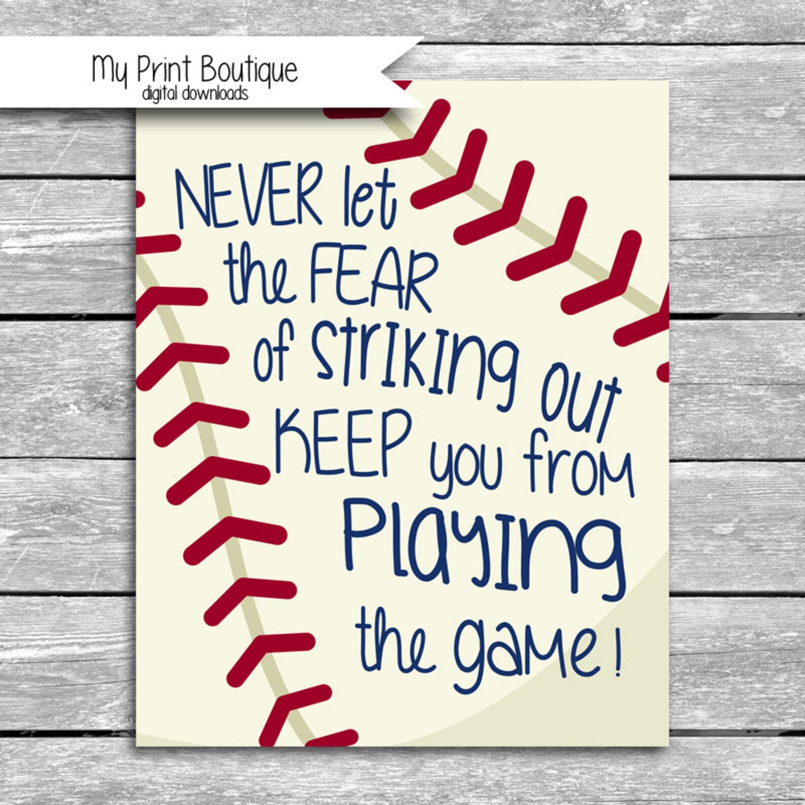 Never Let the Fear of Striking Out Keep You From Playing the | Etsy