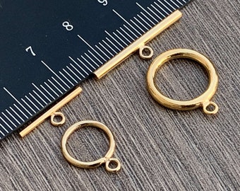 1 Set Gold Filled 15mm Toggle Clasp for Jewelry. 15mm Ring. 24mm Bar ...