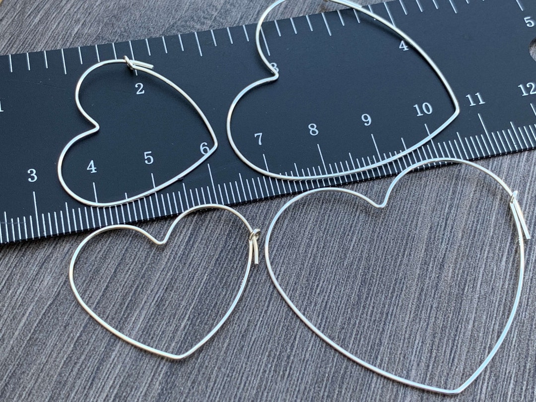 Sterling Silver Heart Shaped Beading Hoops - 30mm /45mm - 21 Gauge ...