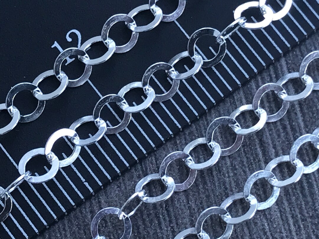 3.5mm Sterling Silver Flat Circle Link Chain - Jewelry Making Supplies ...