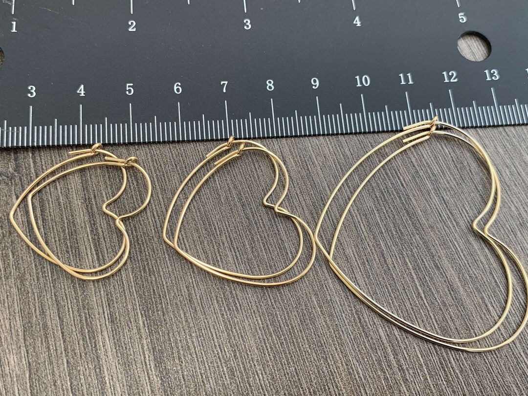 14kt Gold Filled Heart Shaped Beading Hoops - 25mm/30mm/45mm - 21 Gauge ...
