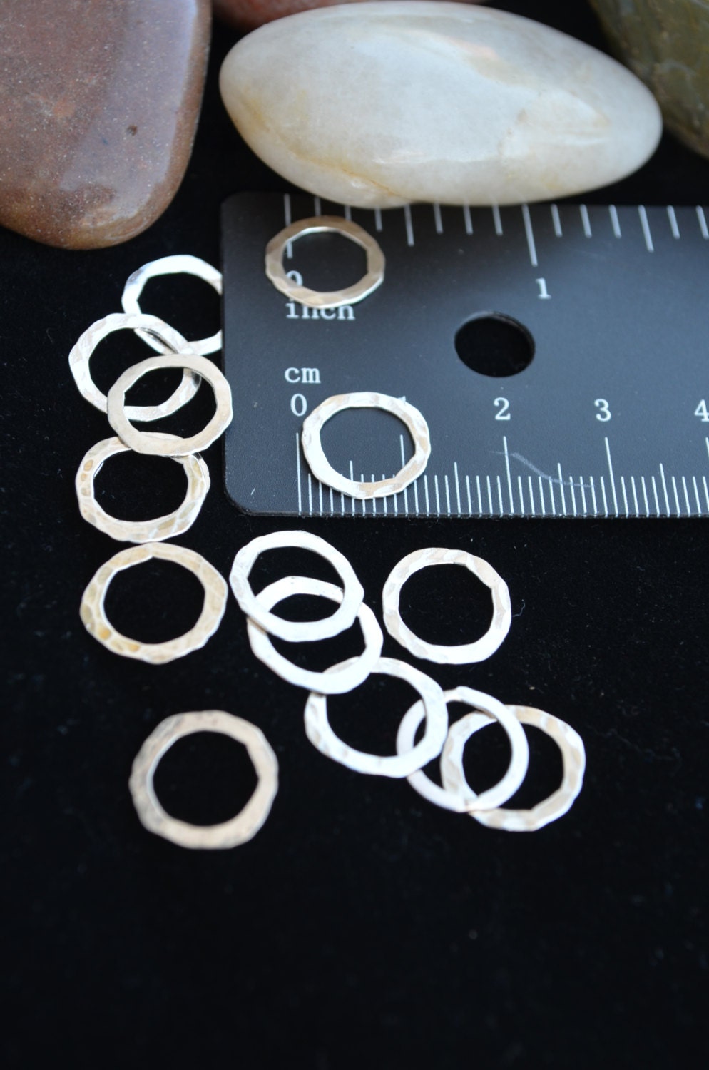 Sterling Silver Hammered Flat Round Connector Hoop Ring Jumpring ...