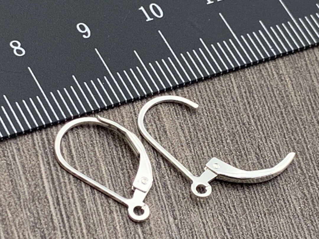 Sterling Silver Lever Back Ear Wires 15mm: Open Loop Earring Findings ...
