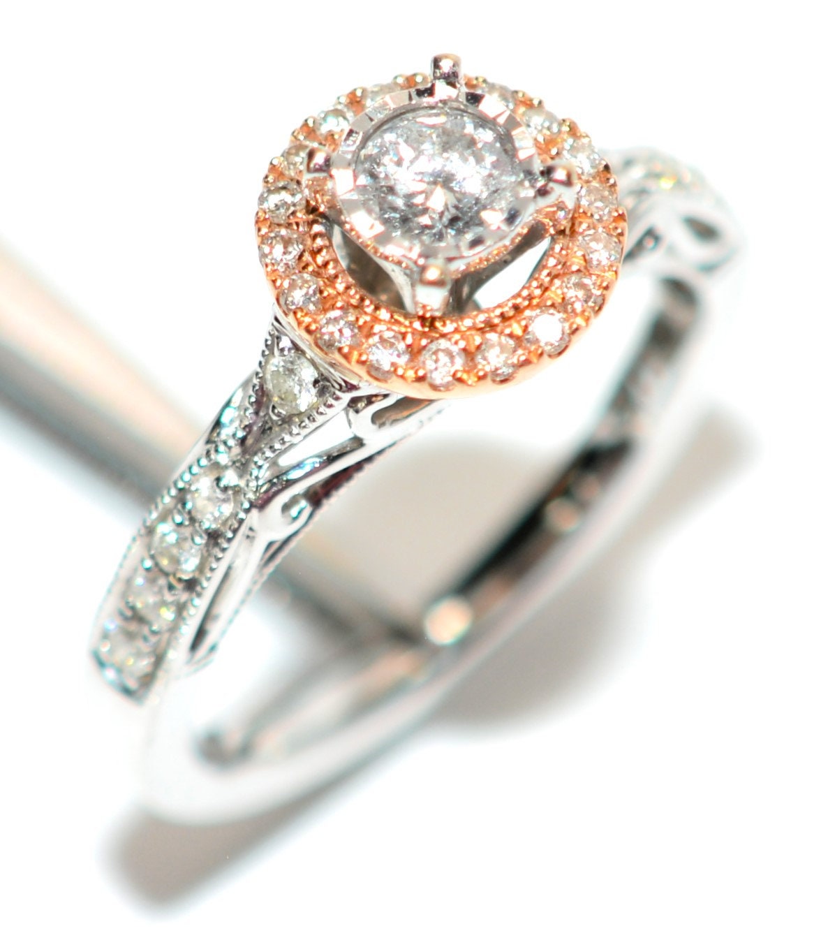 Simply Vera Vera Wang Ring mit naturlichem Diamant 14 Karat WeiB und Rosegold .43tcw Verlobungsring Brautschmuck feiner Hochzeitsschmuck Designer Etsy