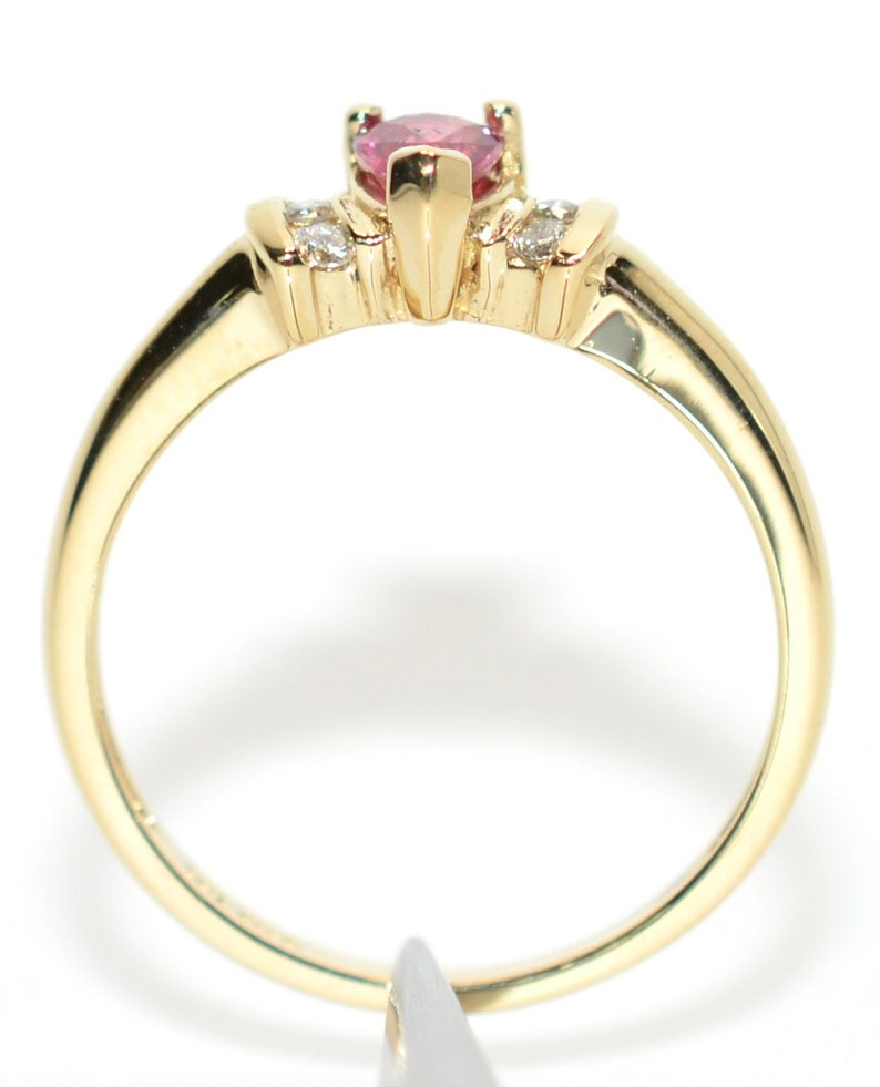 14K Gold Pear Ruby & Diamond Ring: Vintage Estate Jewelry - Etsy