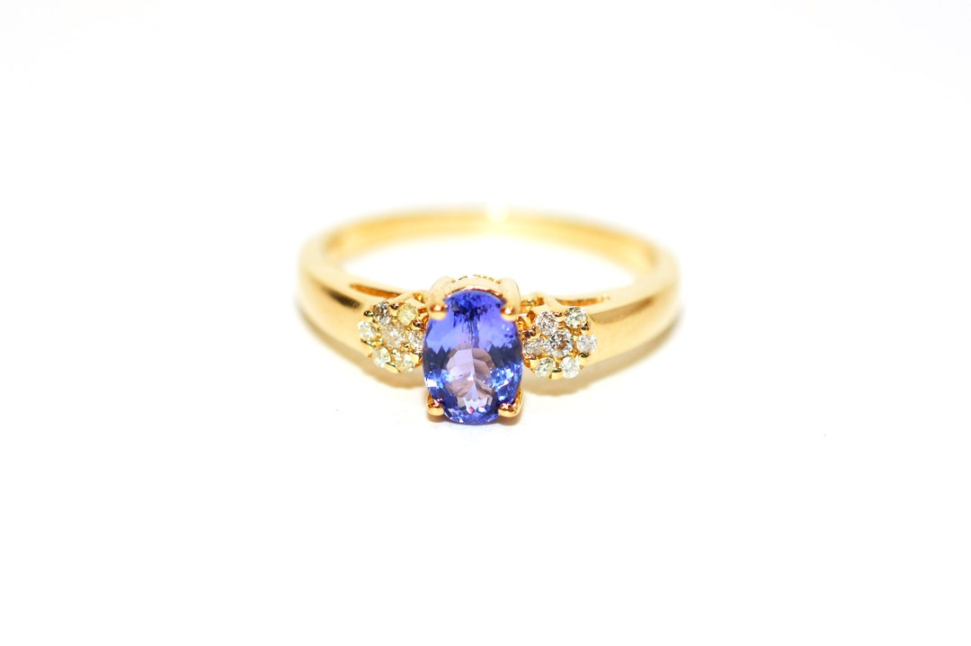 Effy Tanzanite Diamond Ring: 14K Gold Flower Cocktail Ring 1.07tcw - Etsy