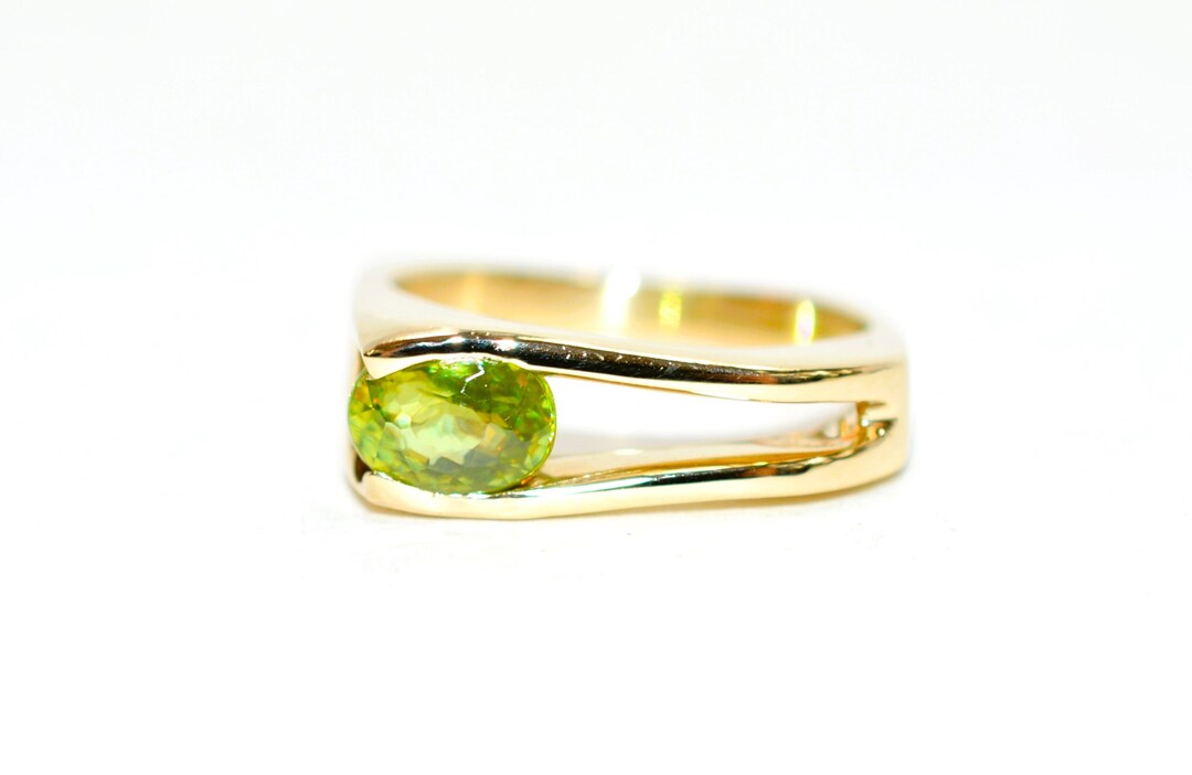 Sphene Ring: 1.12ct Yellow-green Titanite, 14K Gold Solitaire - Etsy