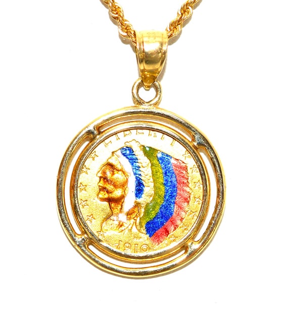 2.5 Dollar Indian Head Gold Quarter Eagle Coin Neckla… - Gem