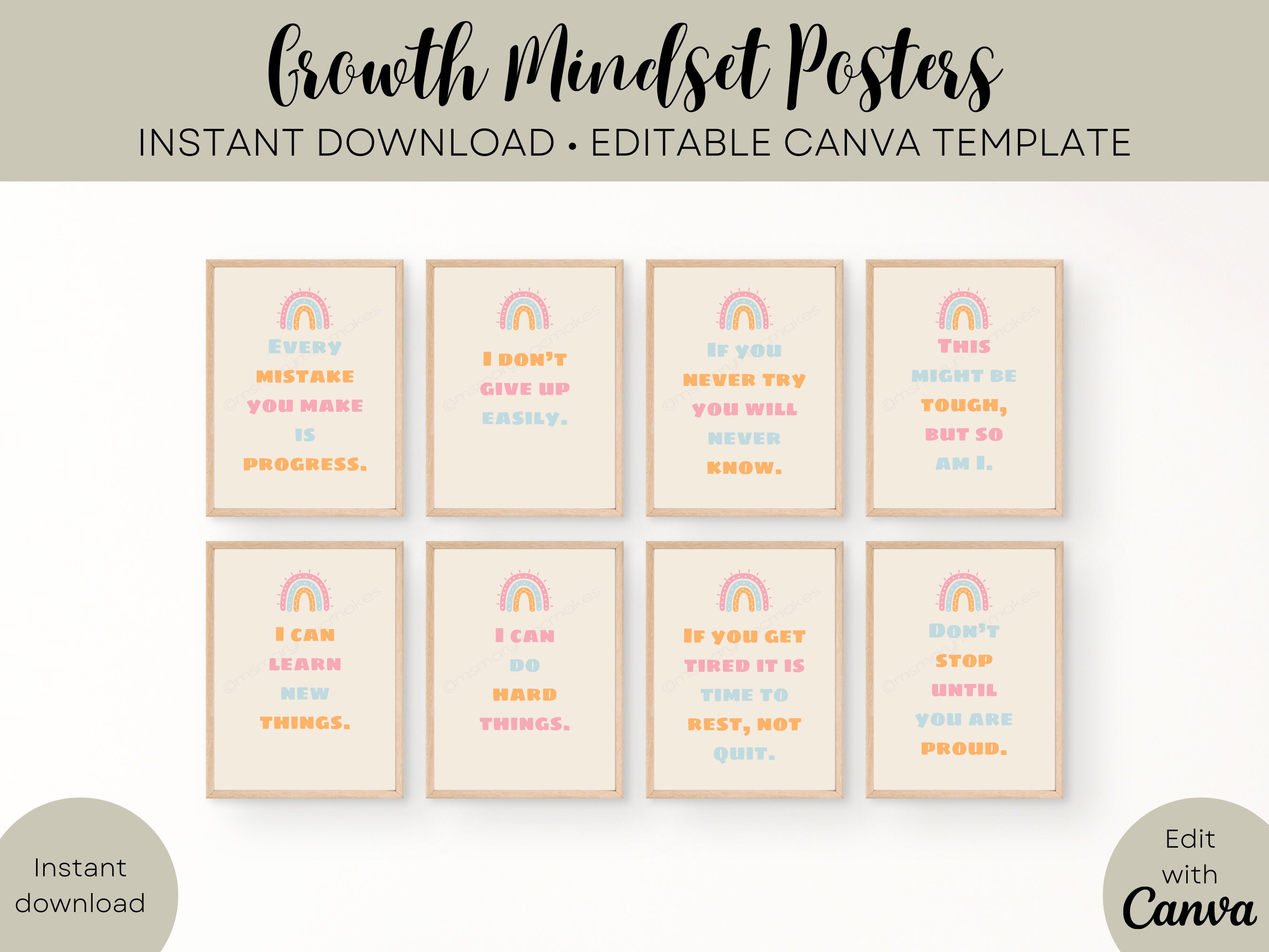 Growth Mindset Classroom Posters, Classroom Posters, Colorful Classroom ...